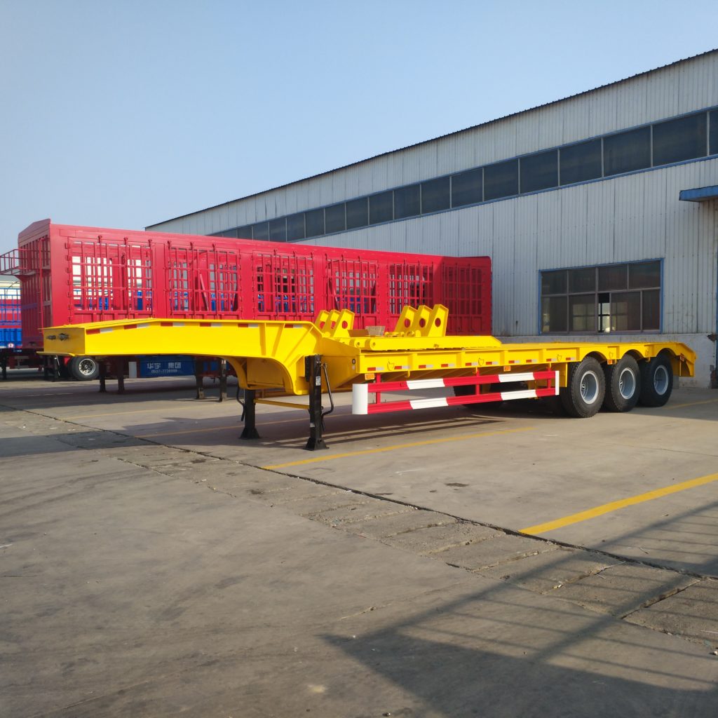 3 Axles 50/60 T Heavy Duty Hydraulic Swan Neck Gooseneck Lowboy Lowbed ...