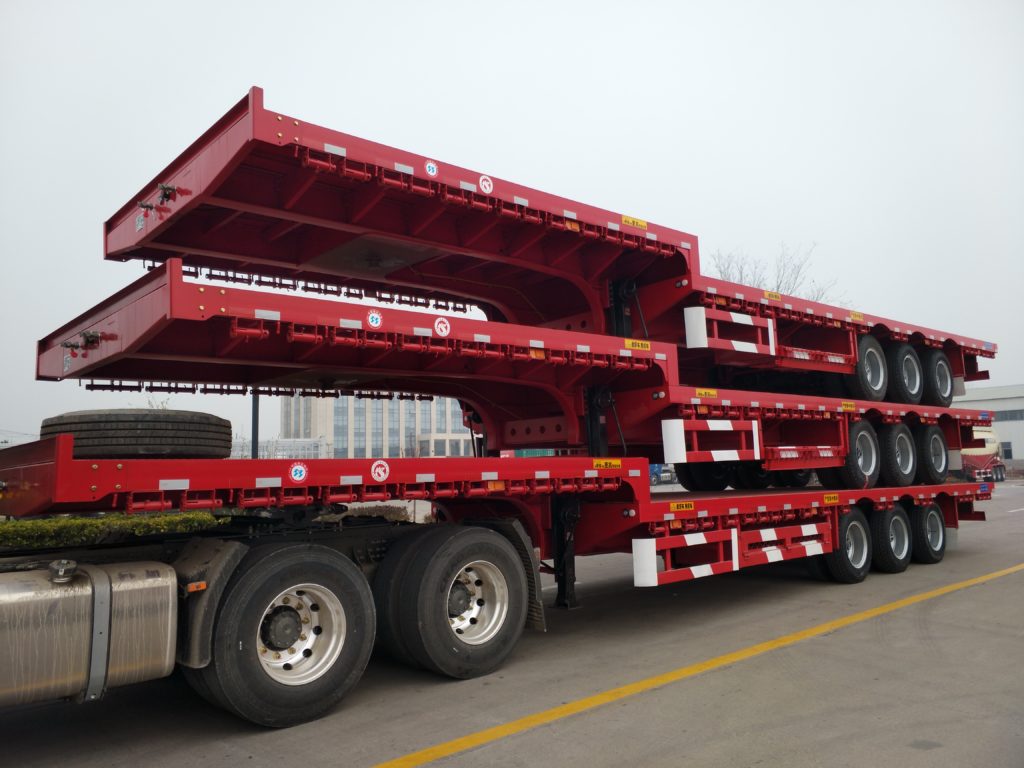 China 3 Axle 40FT Flatbed Container Semi Trailer Chassis for Sale